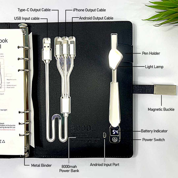 Wireless Power Bank Notebook with LED Lamp – Penhousepk